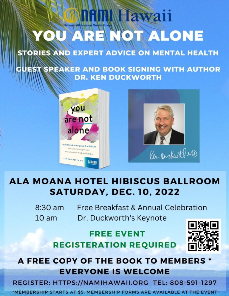 NAMI Hawaii You Are Not Alone Annual Celebration and Book Event – National Alliance on Mental ...