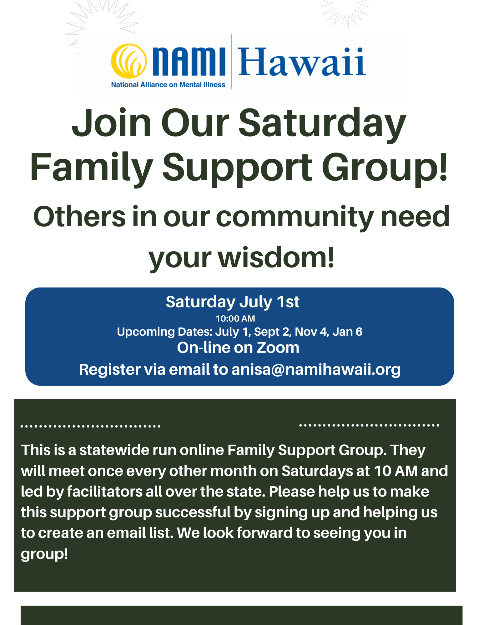 New NAMI Family Support Group – National Alliance on Mental Illness Hawaii